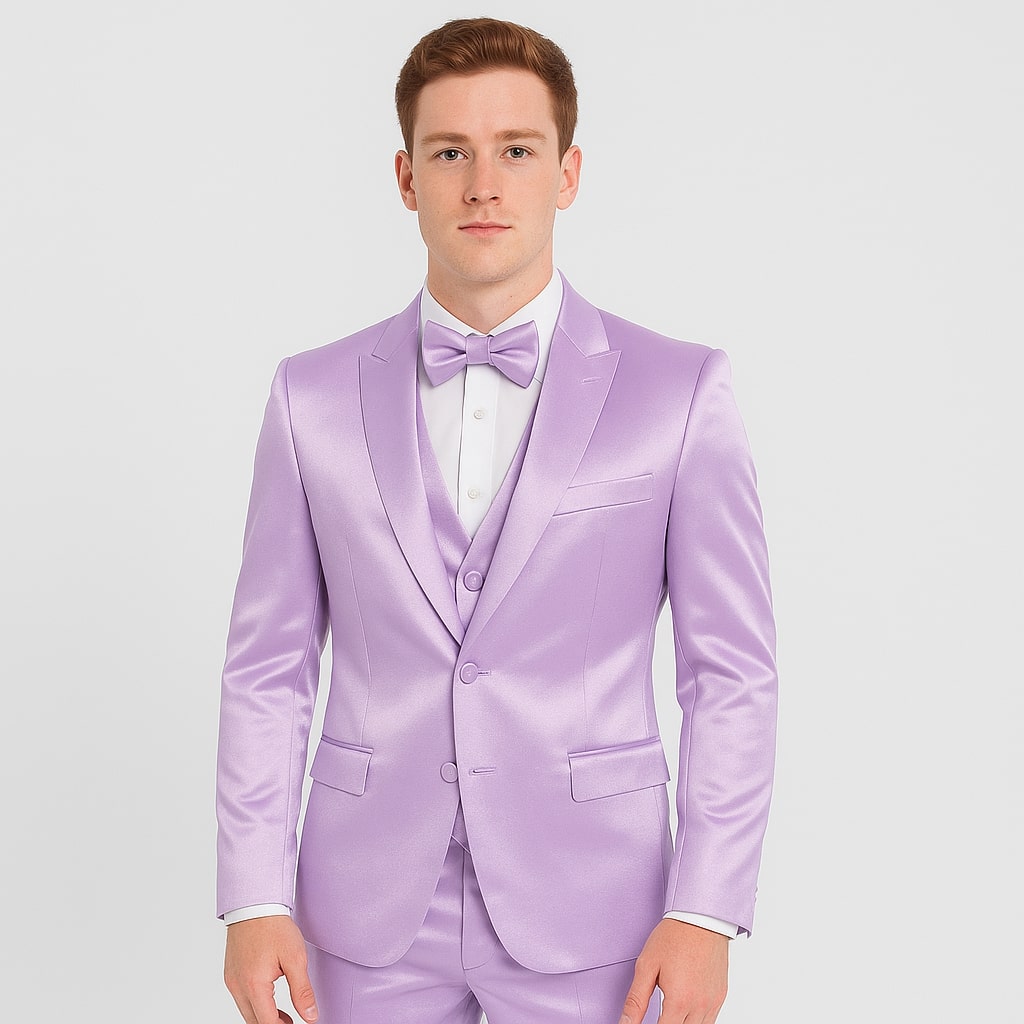Lavender Satin Tuxedo Set – 4-Piece Statement for Weddings & Proms ...
