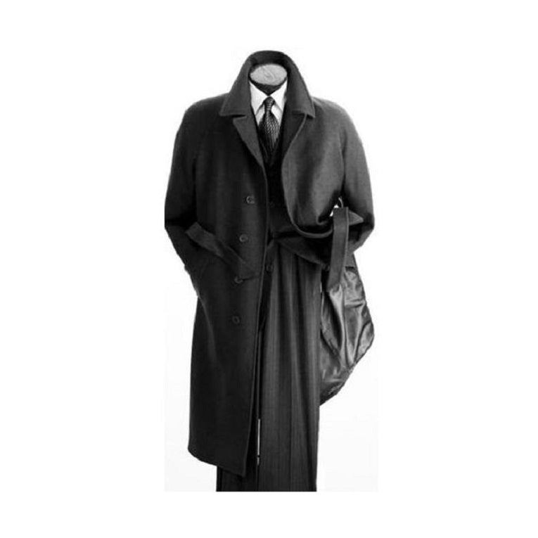 Mens Full Length Wool Overcoat Belted Charcoal Grey – OvercoatUSA