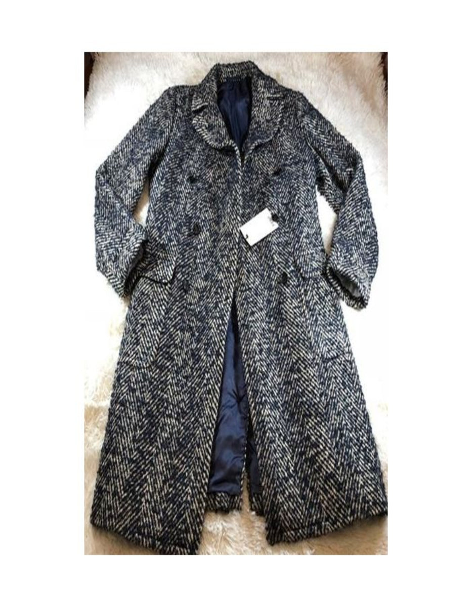 Tweed Overcoat -Herringbone Overcoat -Black And White Topcoat – OvercoatUSA