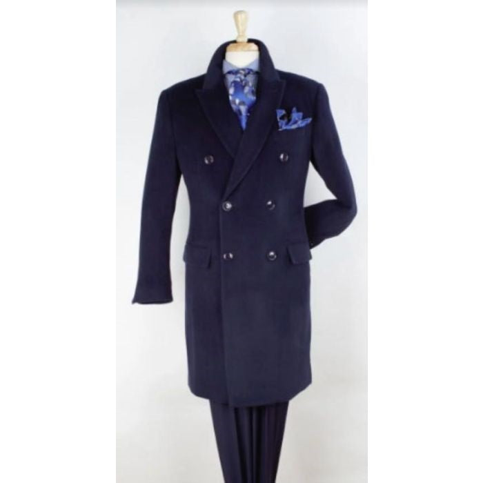 Mens Wool Car Coat -Navy blue Driver Coat – OvercoatUSA