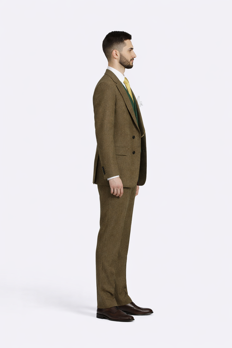 Al Capone Outfit for Men Brown Double Breasted Suit $179 + Hunter Gree ...