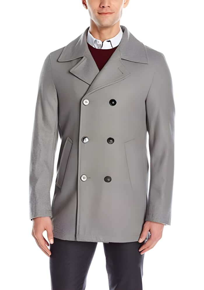 Men's Light Grey Double Breasted Wool Short Peacoat – OvercoatUSA
