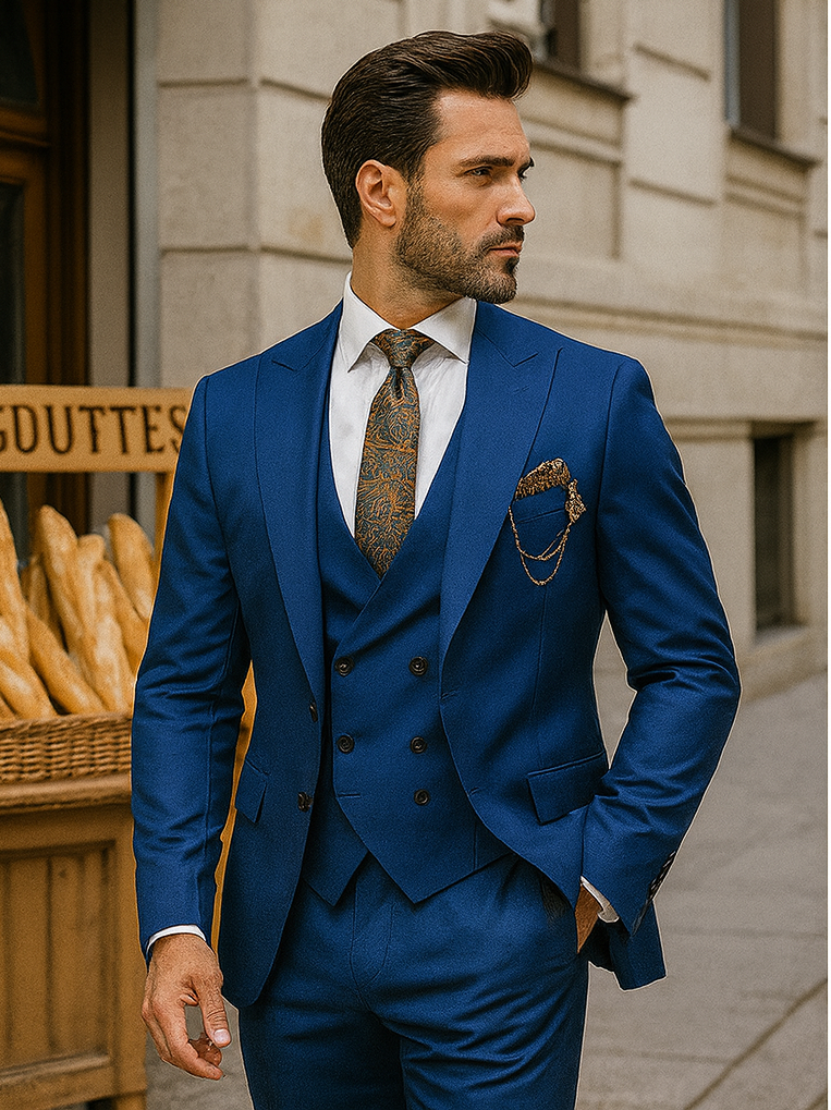 Classic Royal Blue Suit with Chain Detail – Groom & Formal Wear ...