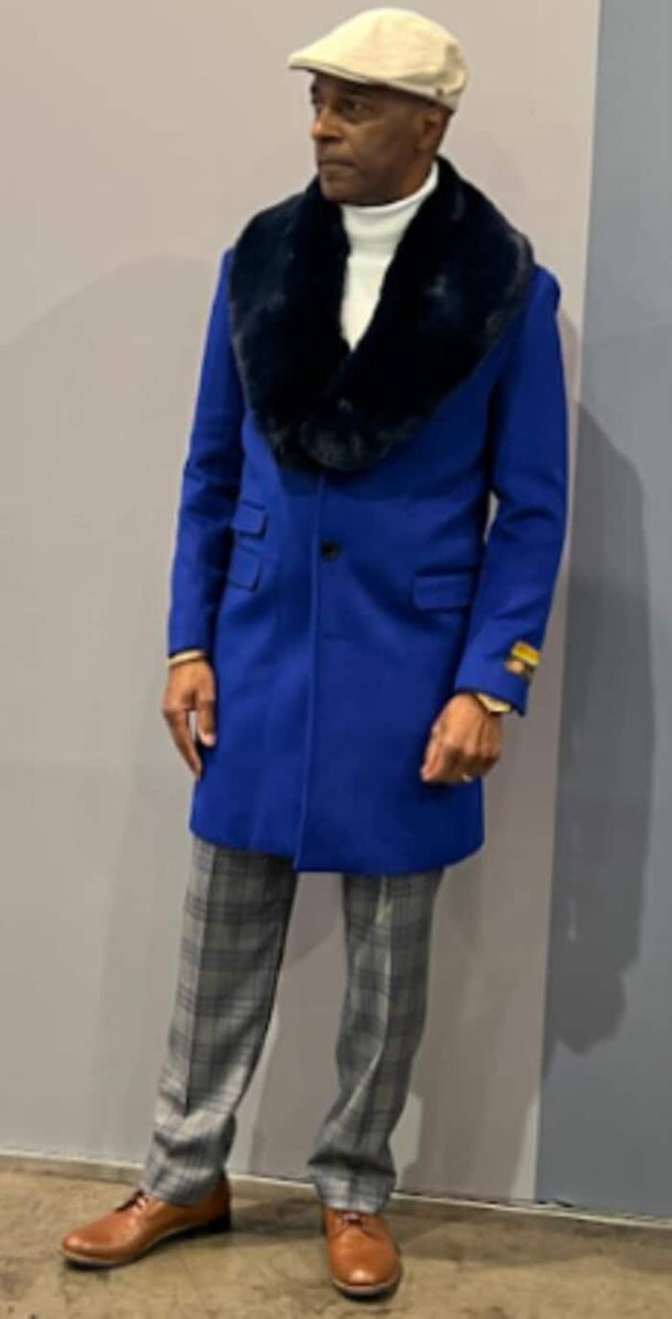 Mens Royal Blue Overcoat - Blue Topcoat - Carcoat – OvercoatUSA