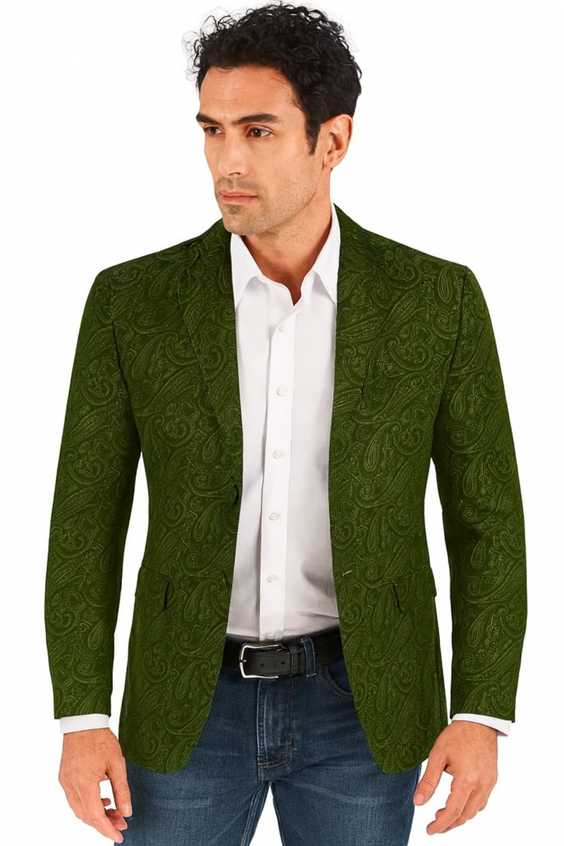 Mens Western Blazer - Paisley Pattern Cowboy Tuxedo Jacket in Color Ol ...