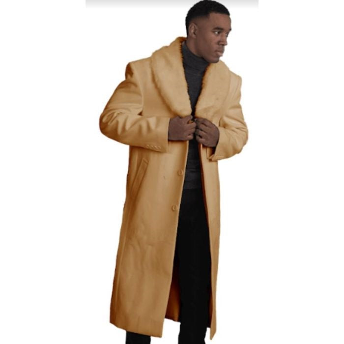 Mens Wool Car Coat - camel Driver Coat – OvercoatUSA