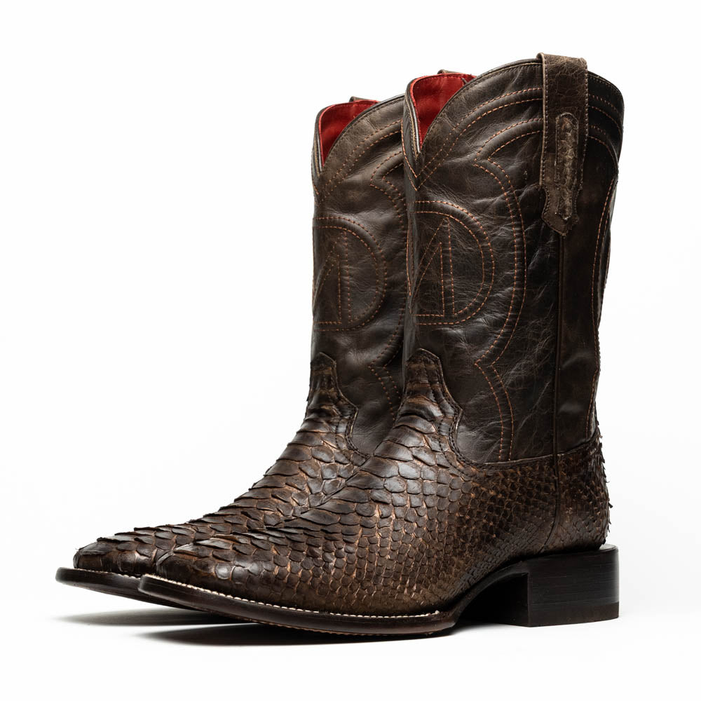 Marco Di Milano Missouri Brown Python Square Toe Cowboy Boots – OvercoatUSA