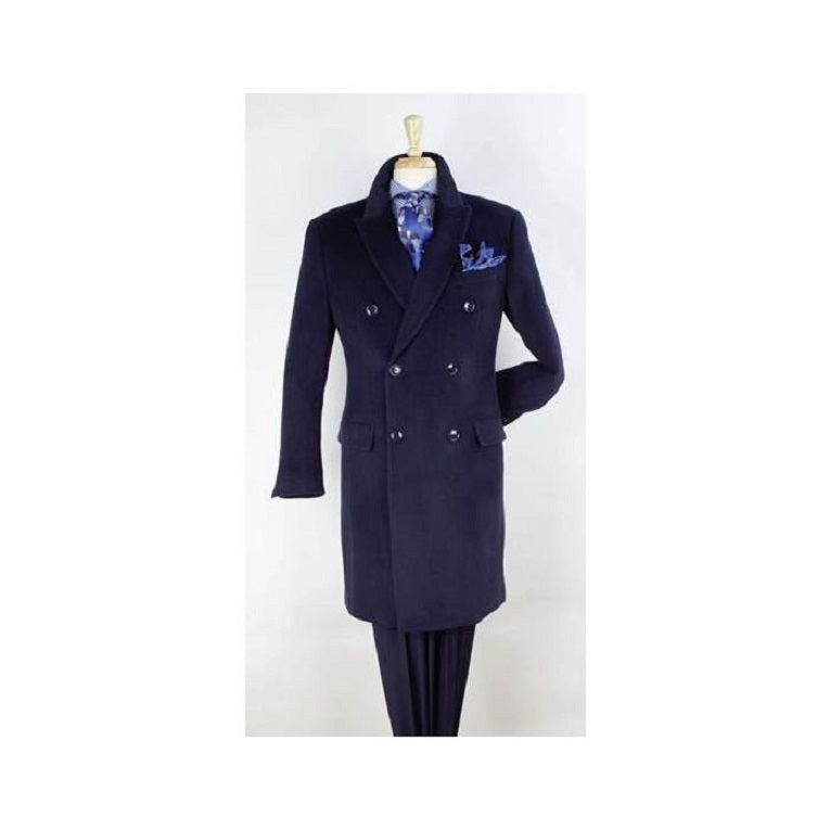 Navy Blue Overcoat - Blue Winter Topcoat - Wool Fabric Double Breasted ...