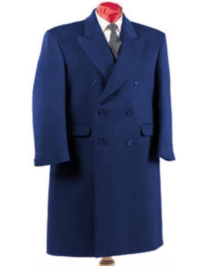 Navy Blue Wool Double Breasted Wool Overcoat ~ Long Men's Dress Topcoa ...