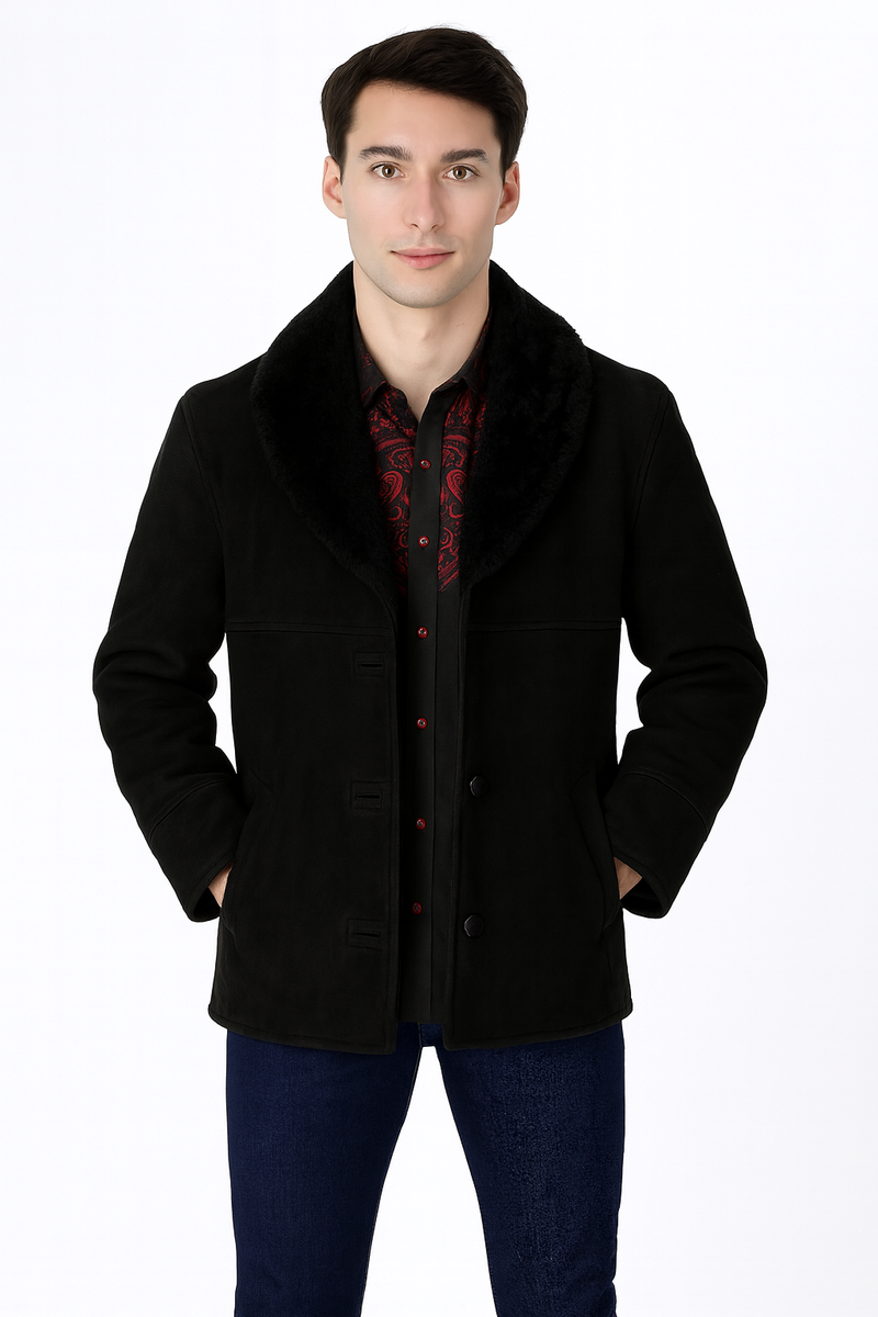 Original Long Sheepskin Black Western Jacket – OvercoatUSA