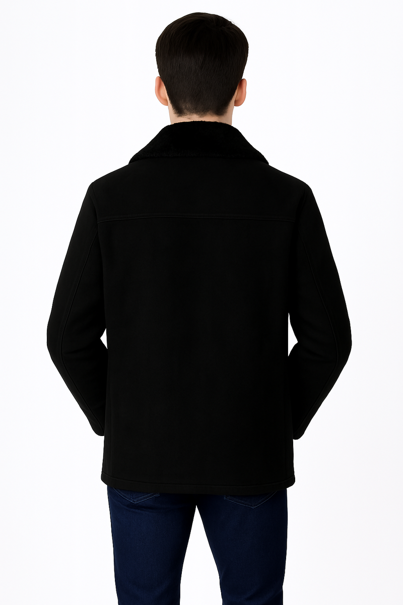 Original Long Sheepskin Black Western Jacket – OvercoatUSA