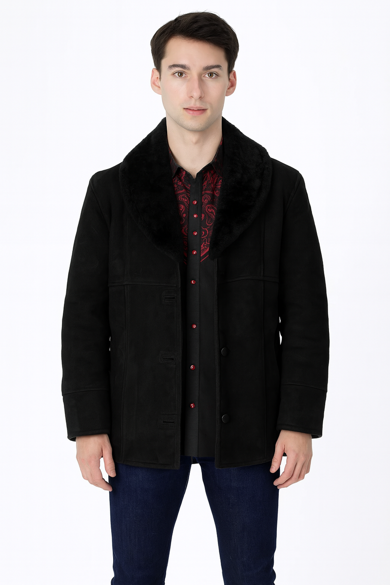 Original Long Sheepskin Black Western Jacket – OvercoatUSA