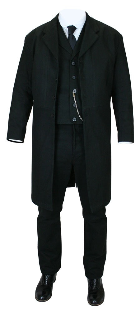 3-Piece Livingston Frock Suit - Black – OvercoatUSA