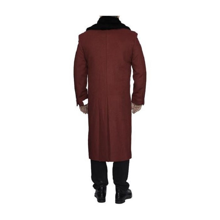 Mens Burgundy Wine Maroon Big And Tall Notch Lapel Overcoat – OvercoatUSA