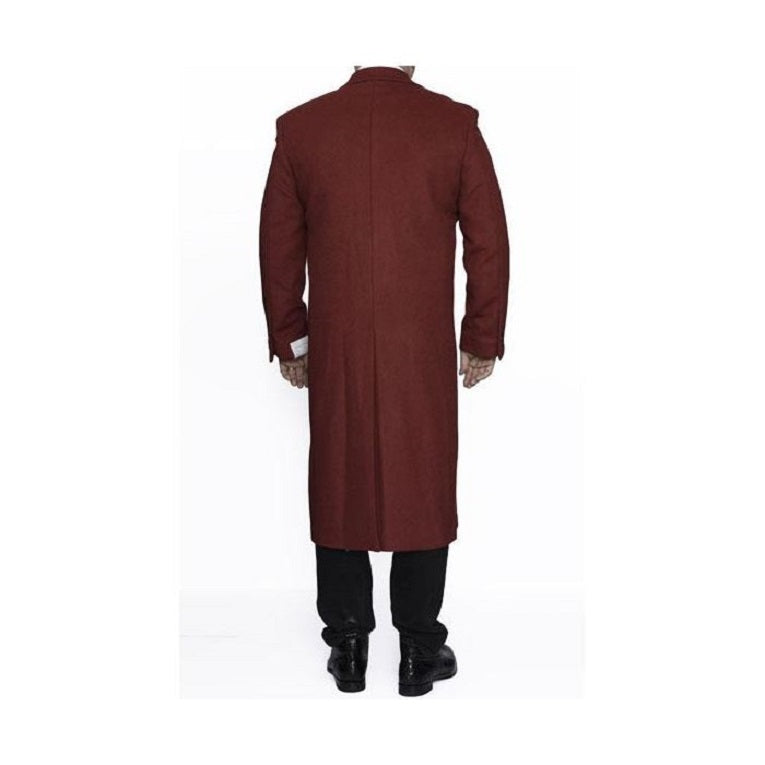 Red Big And Tall Three Button Wool Overcoat – OvercoatUSA