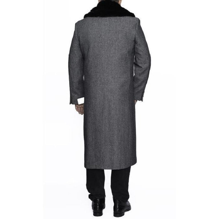 Grey Three Button Big And Tall Notch Lapel Overcoat – OvercoatUSA