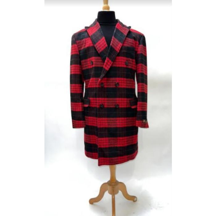 Red and Black Mens Plaid Overcoat - Plaid Topcoats – OvercoatUSA