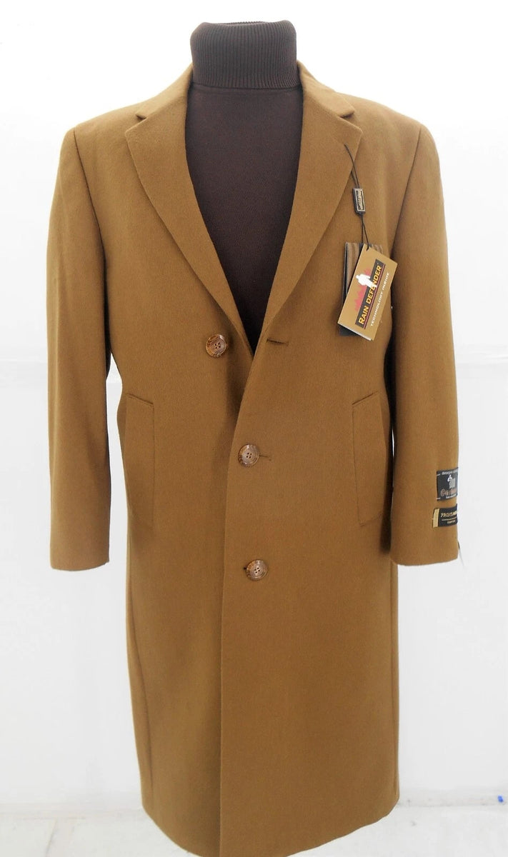 Mens Camel Tailored Overcoat – Full Length Wool Cashmere Coat – OvercoatUSA