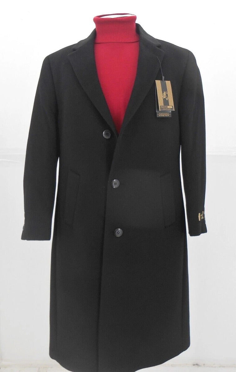 Black Wool Cashmere Topcoat for Men – Classic Long Formal Overcoat ...