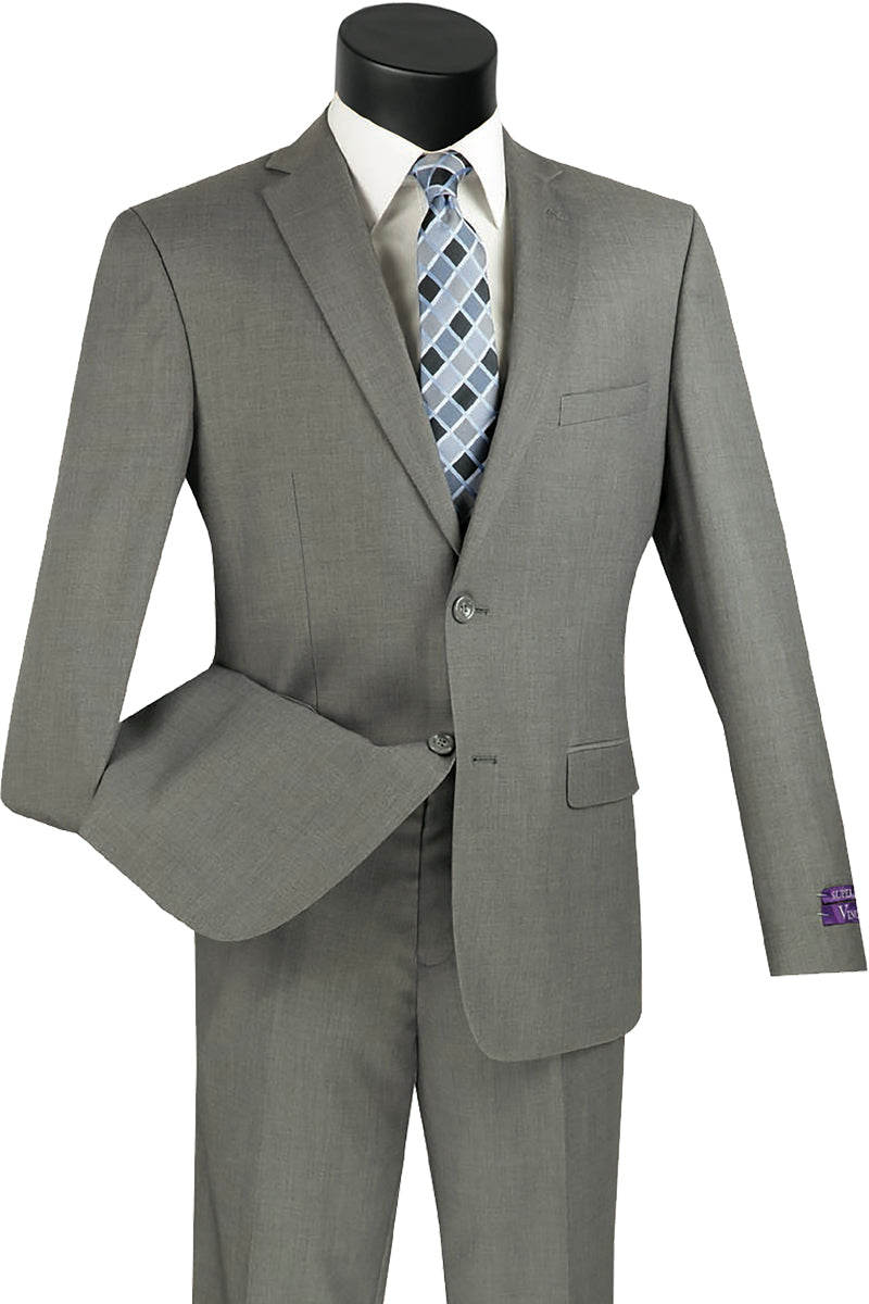 Mens Ultra Slim Fit Wool Feel Suit in Grey – OvercoatUSA