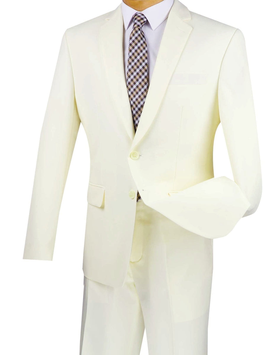 (Limited Sizes) Slim Fit 2 Piece Ivory Suit – OvercoatUSA