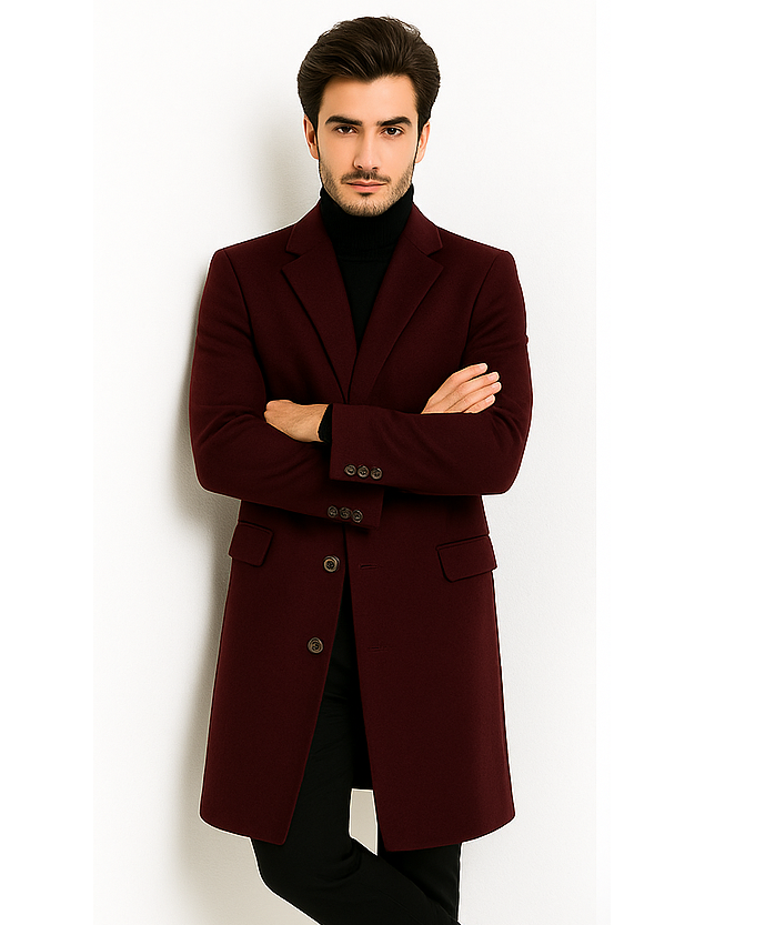 Statement Burgundy Overcoat – OvercoatUSA
