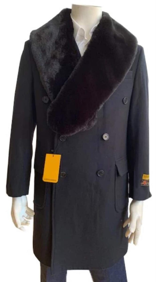 Three Quarter men's Overcoat - Wool And Cashmere Peacoat Double Breast ...