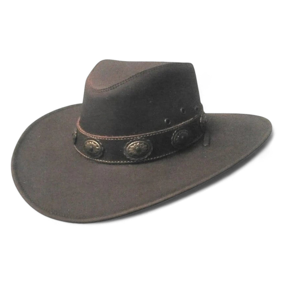 Genuine Leather Cowboy Hat with Conchos Band TOM-7207 – OvercoatUSA