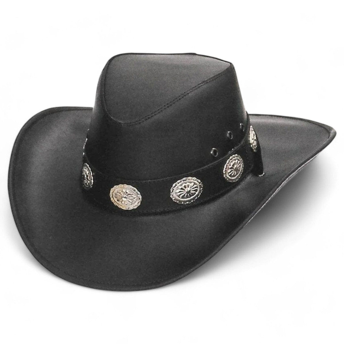 Genuine Leather Cowboy Hat with Conchos Band TOM-7208 – OvercoatUSA