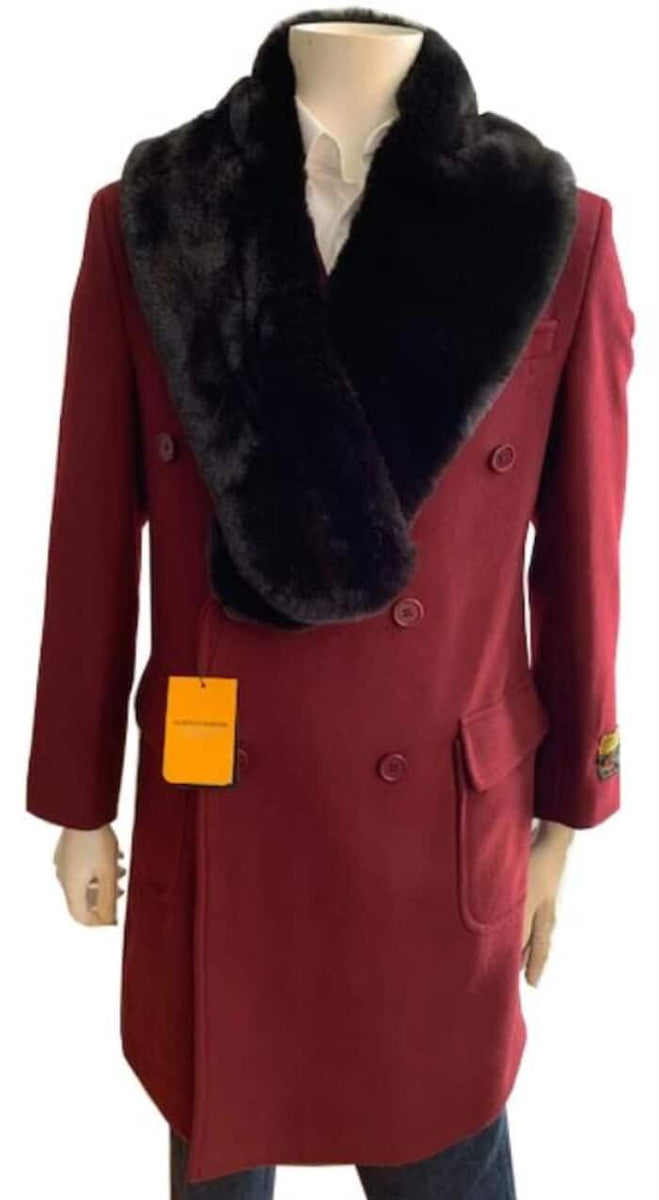 Topcoat Double Breasted Three Quarter men's Overcoat - Wool And Cashme ...
