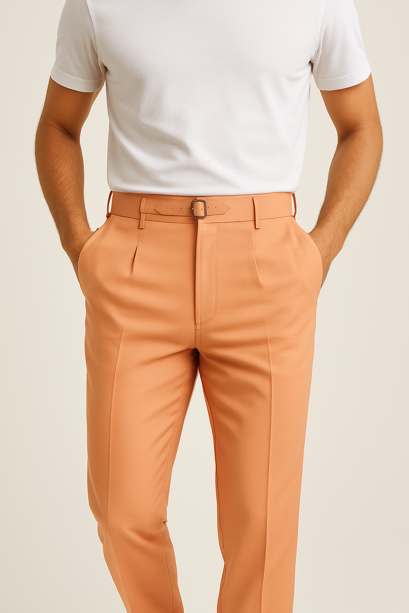 Tiglio Luxe Creamsicle Semi-Wide Leg Wool Marbella Dress Pants TL4013 ...