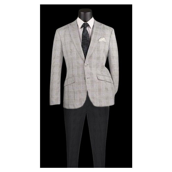 Windowpane Gray Plaid Blazer - Mens Gray Windowpane Sportcoat – OvercoatUSA