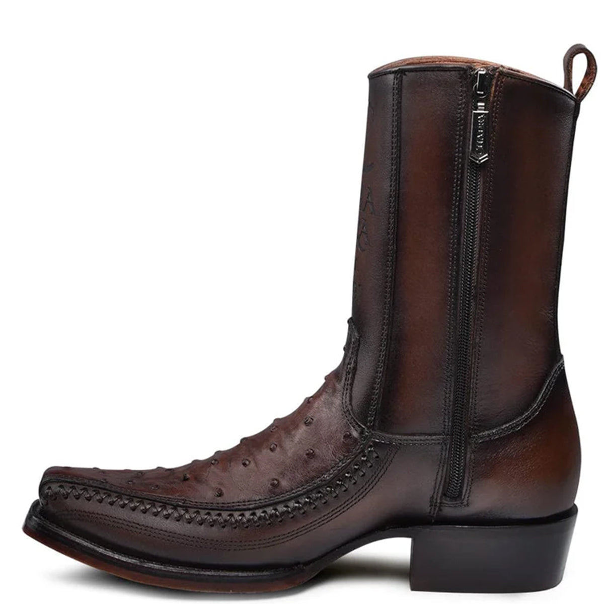 Brown Ostrich Zipper Boot – OvercoatUSA