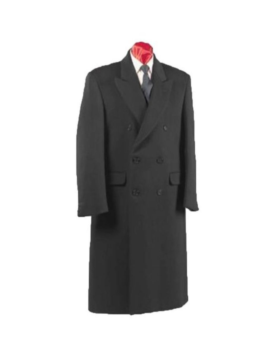 Mens Single Breasted Full Length Tweed Herringbone Gray Overcoat ...