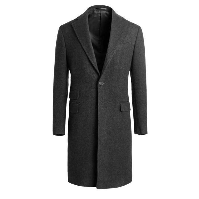 Charcoal Herringbone Heavy Winter Wool Fabric Topcoat – OvercoatUSA
