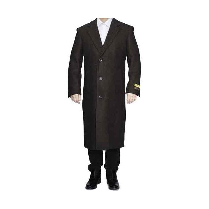 Mens Dark Brown full length wool overcoat -Full length Mens Topcoat ...
