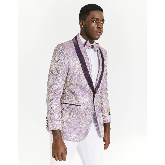 Mens Ivory Purple Floral Blazer - Wedding Blazer – OvercoatUSA