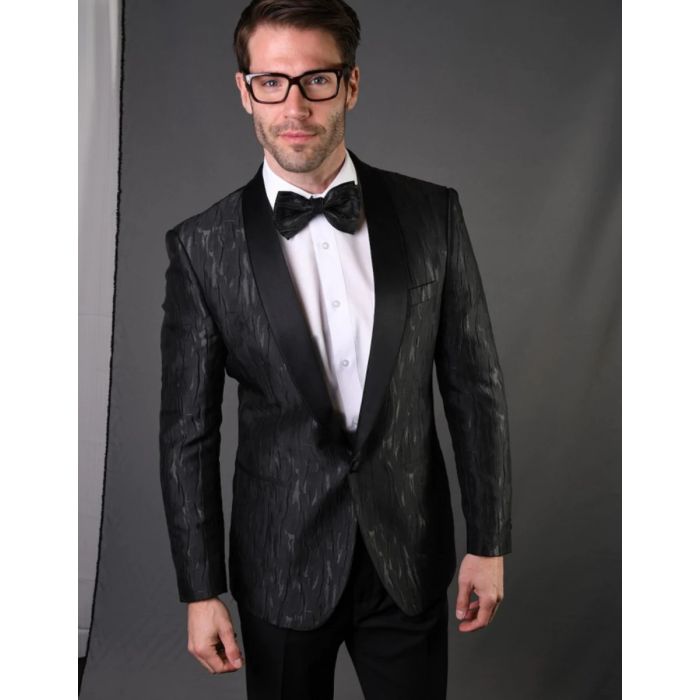 Mens Mettalic Pattern Black Dinner Jacket - Mens Evening jackets - Tux ...