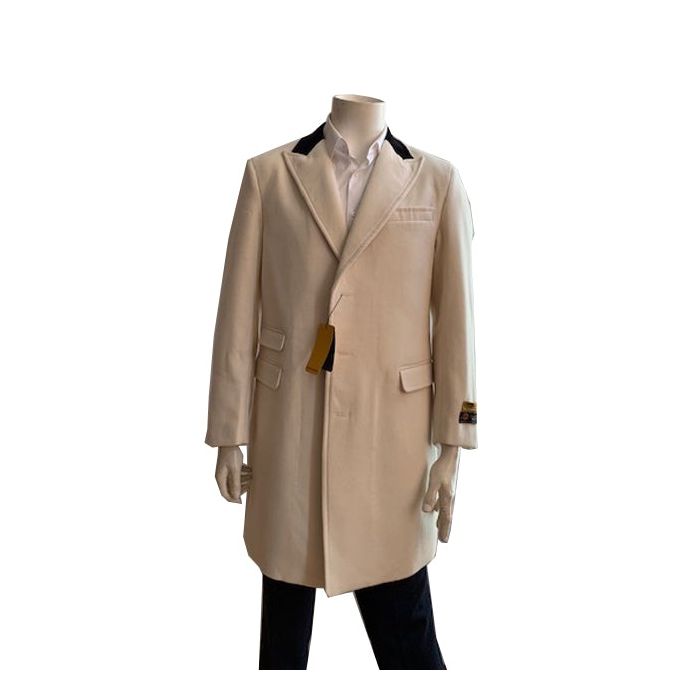 Mens Mid Length Off White Wool Carcoat – OvercoatUSA