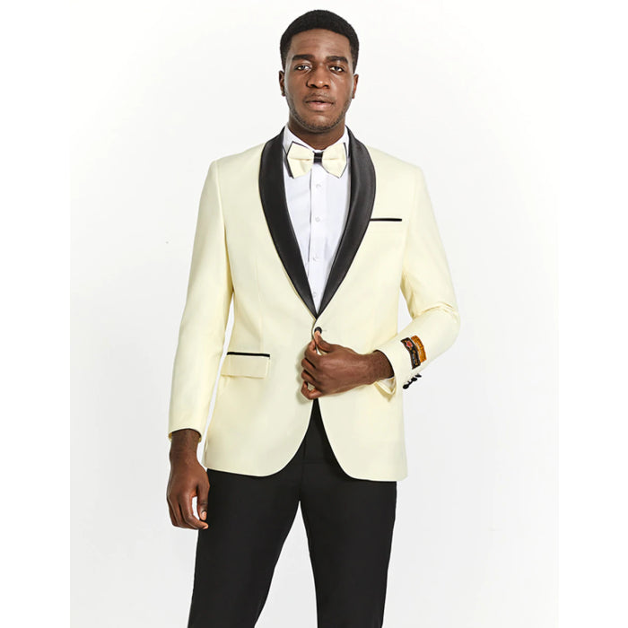 Mens Modern Fit Ivory Prom Tuxedo Dinner Jacket – OvercoatUSA