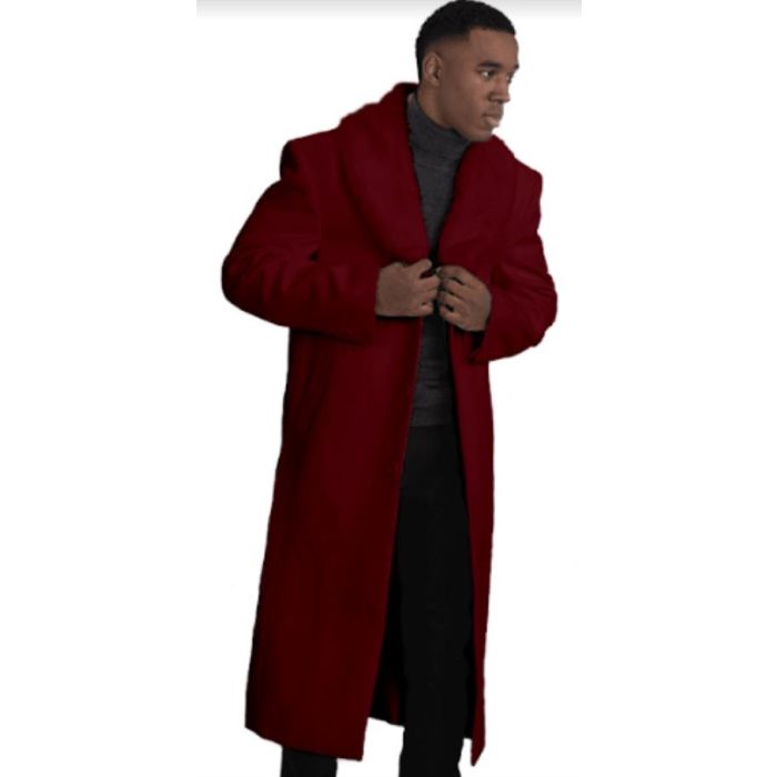 Mens Overcoat With Fur Collar - hot red Topcoat – OvercoatUSA