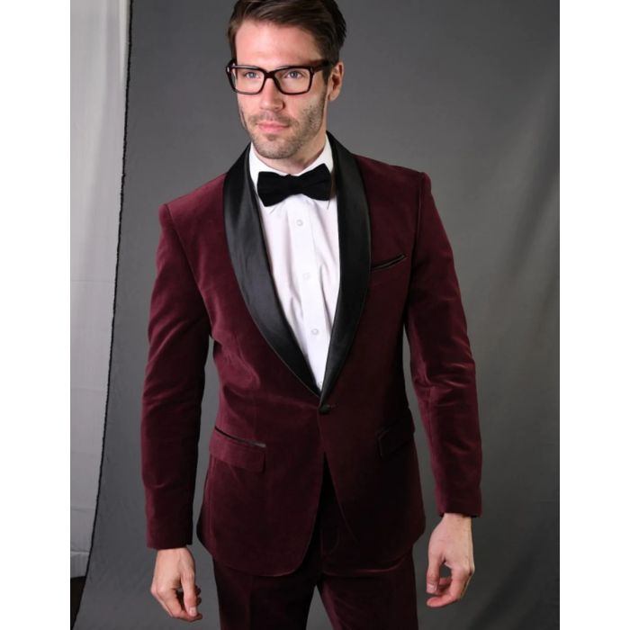 Mens Velvet Burgundy Dinner Jacket - Mens Evening jackets – OvercoatUSA
