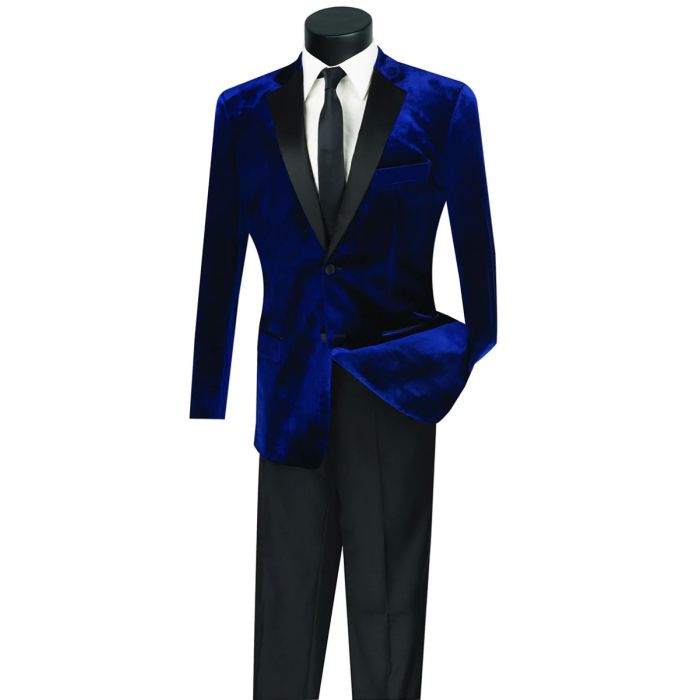 Mens Velvet Notch in Navy Blue Dinner Jacket - Mens Evening jackets ...