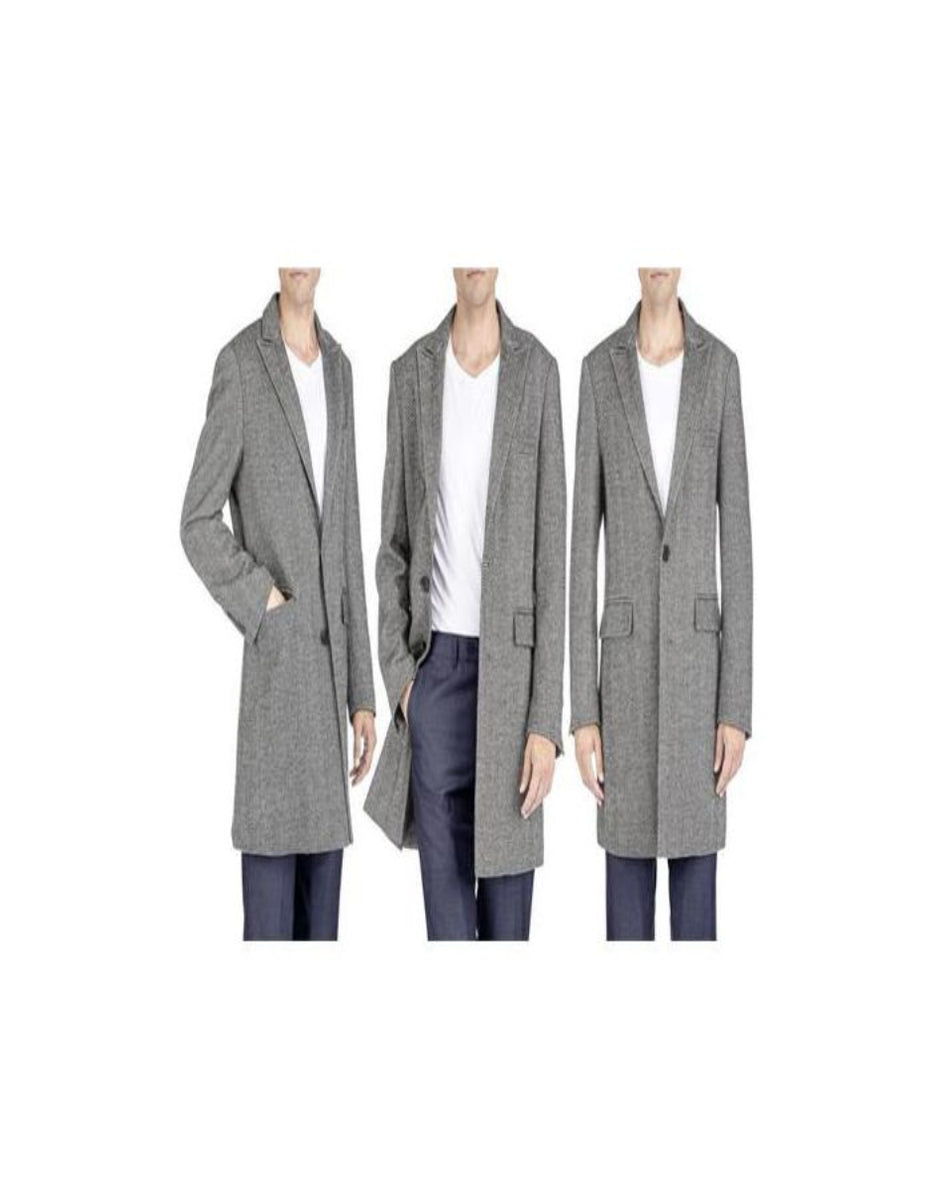 Mens Long Tweed Dark Grey Harris Tweed Overcoat – OvercoatUSA