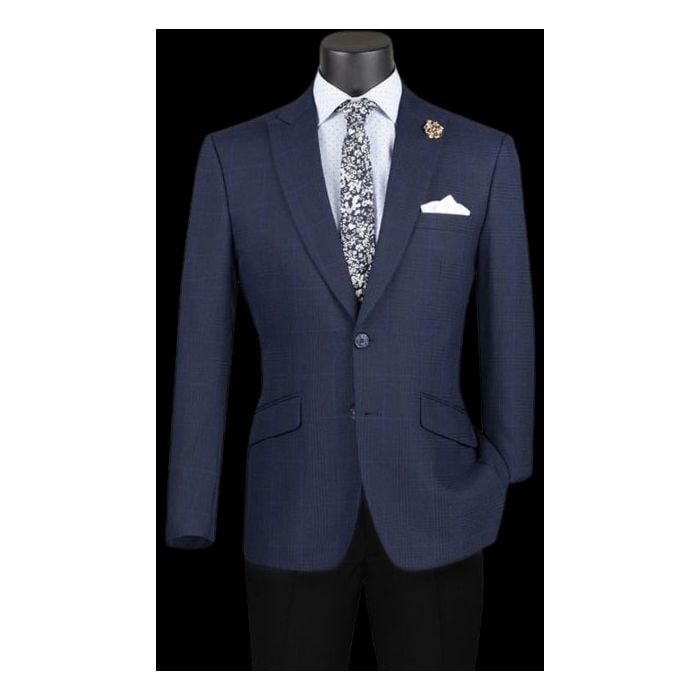 Navy Plaid Blazer - Mens Navy Windowpane Sportcoat – OvercoatUSA